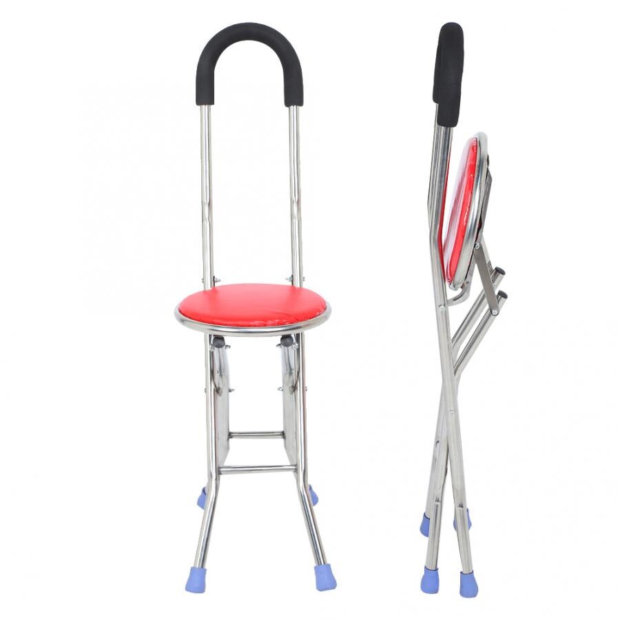 Stainless Steel Four Legs Folding Crutch Stool Wal... – Grandado