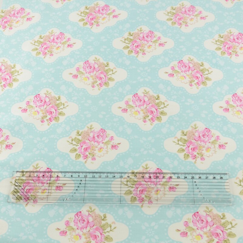 100% Cotton Fabric Blue Printed Floral Designs Hom... – Vicedeal