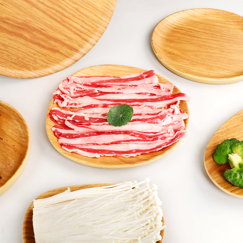 Imitation Wood Grain Disc Melamine Beef Pot Plate ... – Vicedeal