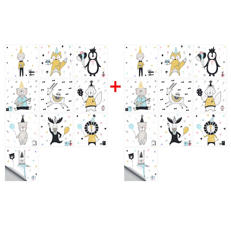 20pcs Cartoon Fox Self-adhesive Tile 3D Wall stick... – Grandado