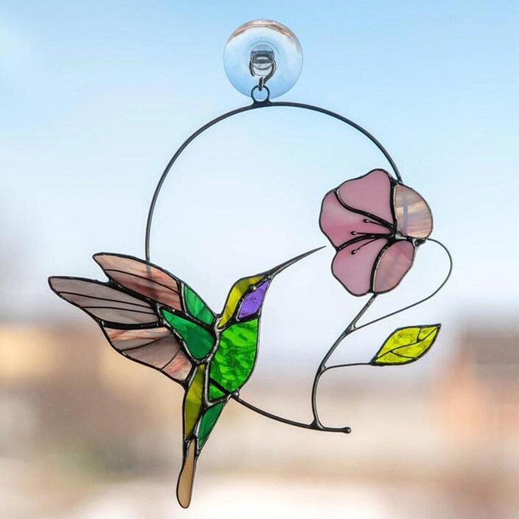 Birds High Stained Glass Suncatcher Hummingbird Wi... – Grandado