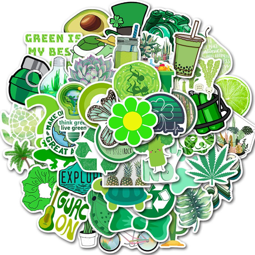 50PCS Stickers Green Ins Style Waterproof Girls St... – Vicedeal