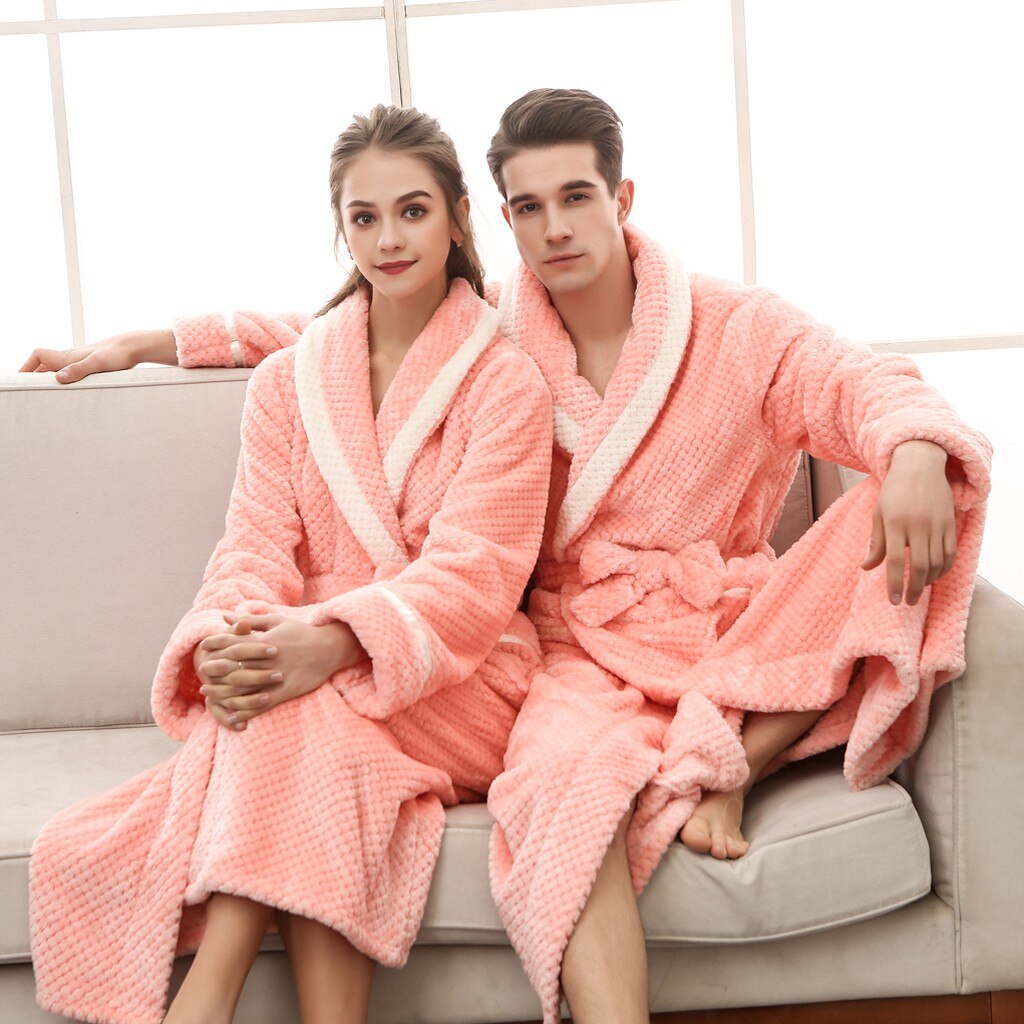 Couples Bathrobe Men Sleepwear Winter Lengthened B... – Vicedeal