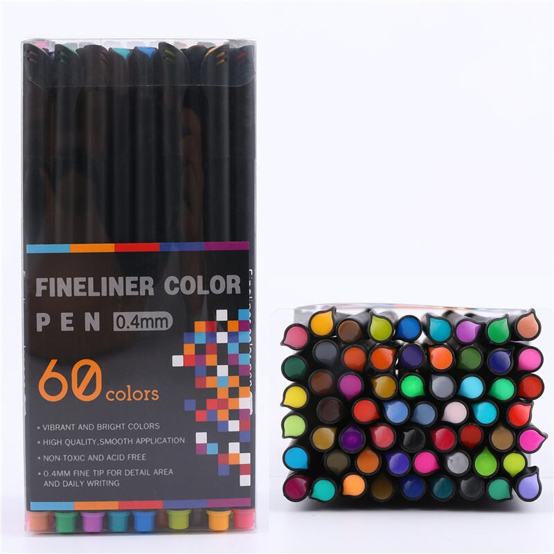 12/24/36/48/60/100 Colors Markers Fineliner Pen Se... – Grandado