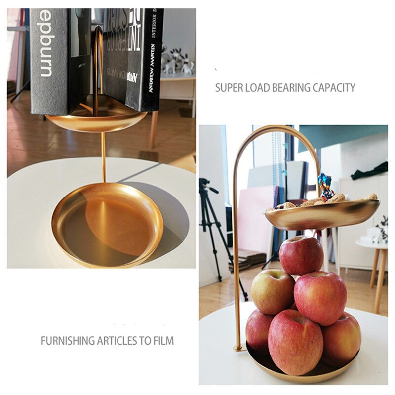 Cake stand Gold iron double layer storage tray des... – Grandado