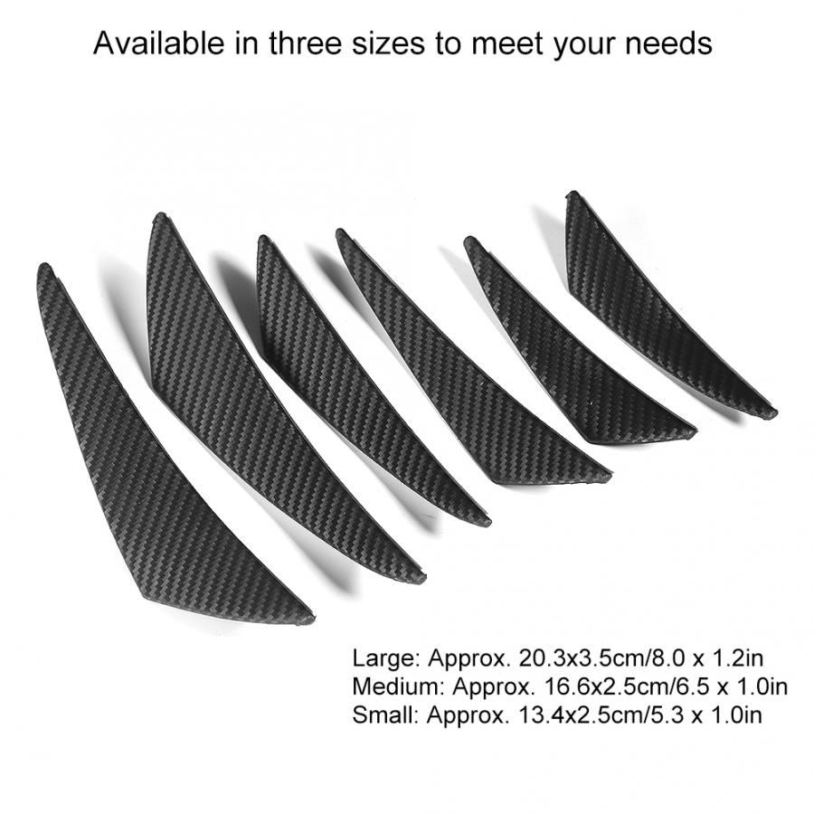 6pcs Carbon Fiber Texture Car Bumper Fin Canard Sp... – Grandado
