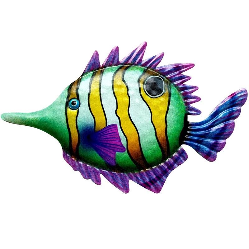 Metal Colorful Fish Crafts Iron Art Outdoor Wall D... – Grandado