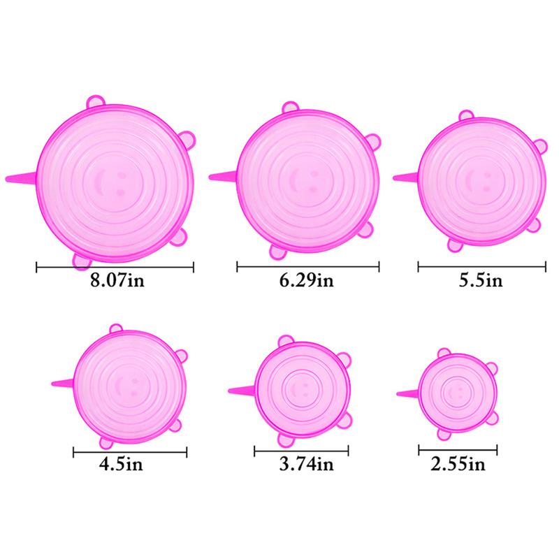 6pcs Silicone Stretch Lids Reusable Food Storage C... – Grandado
