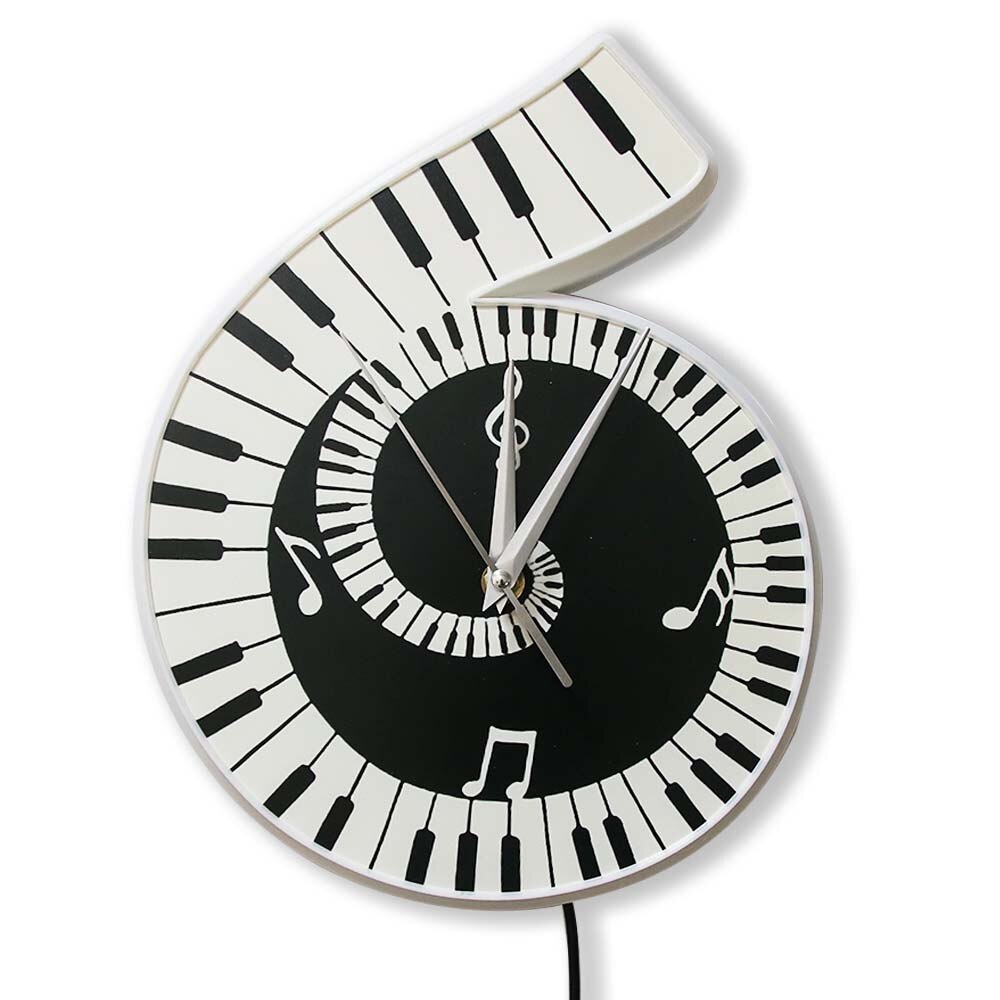 Black and White Music Sheet Dercorative Wall Clock... – Grandado