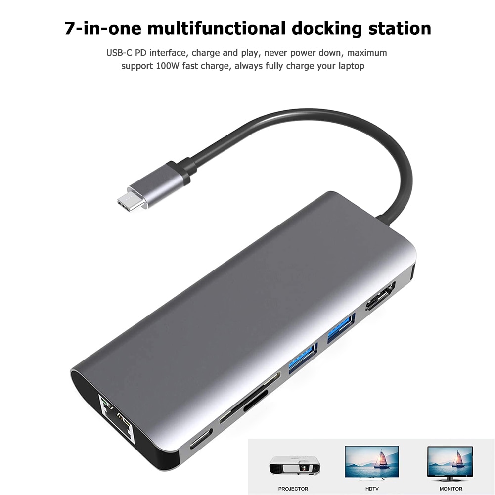 7 in 1 Type-C HUB Converter 4K 1080P HDMI USB2.0 U... – Grandado