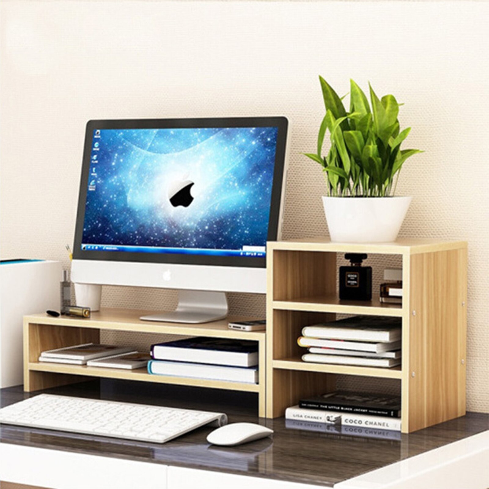 White Wood Monitor Stand TV PC Laptop Computer Scr... – Grandado