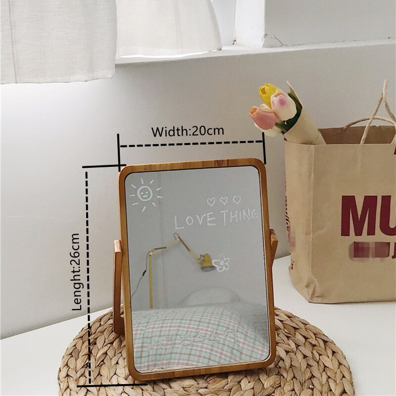 Cutelife INS Wood Glass Standing Make-up Mirror No... – Grandado