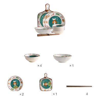 8 Pieces Set Japanese Cartoon Ceramic Tableware Se... – Vicedeal