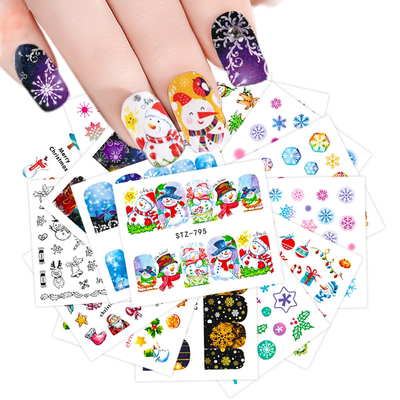 30pcs/Set Nail Water Sticker Mixed Color Winter Ch... – Grandado