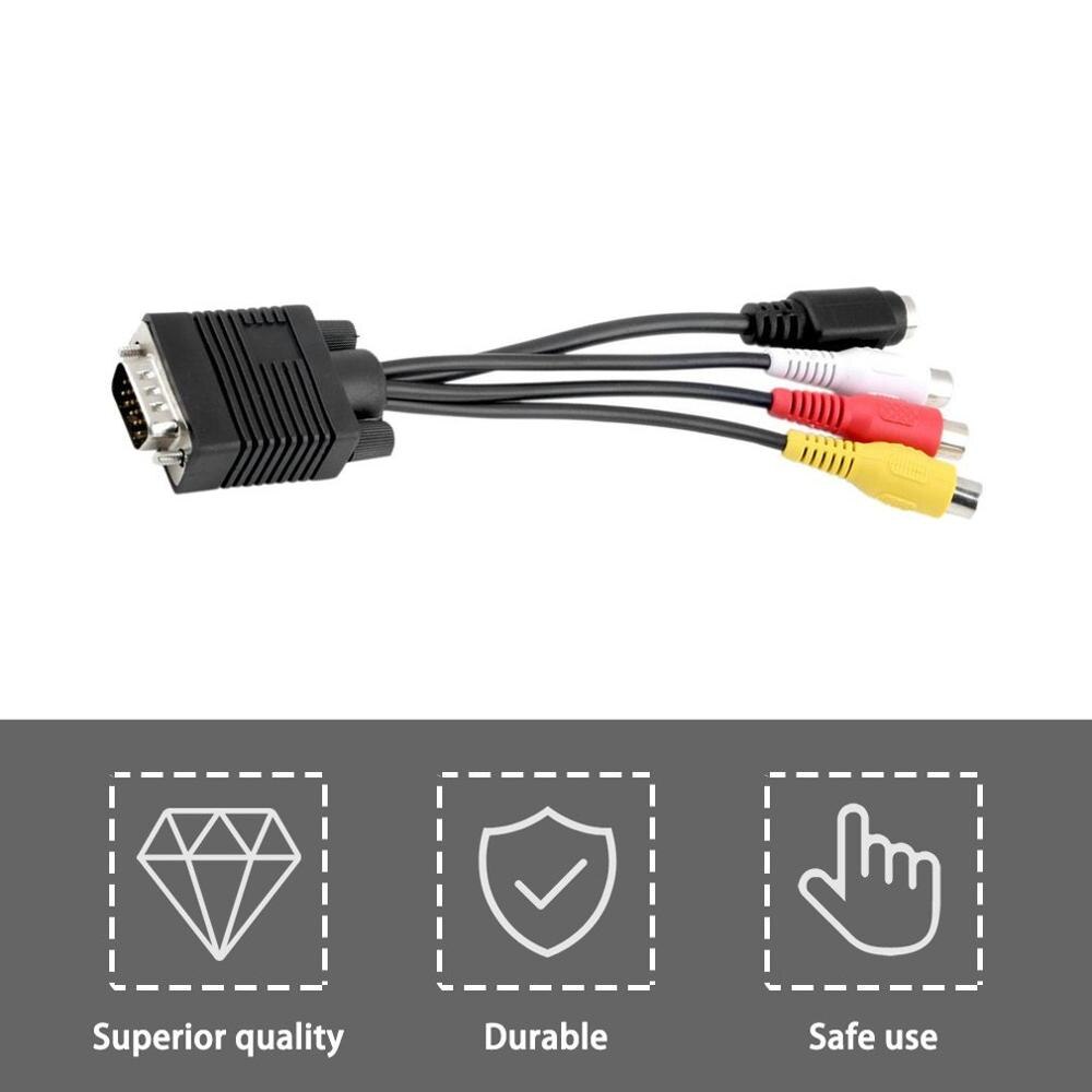 Black VGA SVGA to S-VIDEO 3 RCA Female Converter C... – Vicedeal