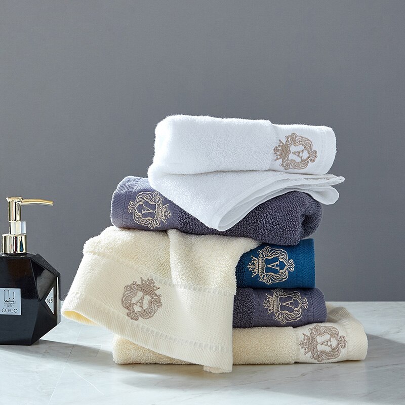 LREA solid embroidered noble face towel 100% cotto... – Grandado