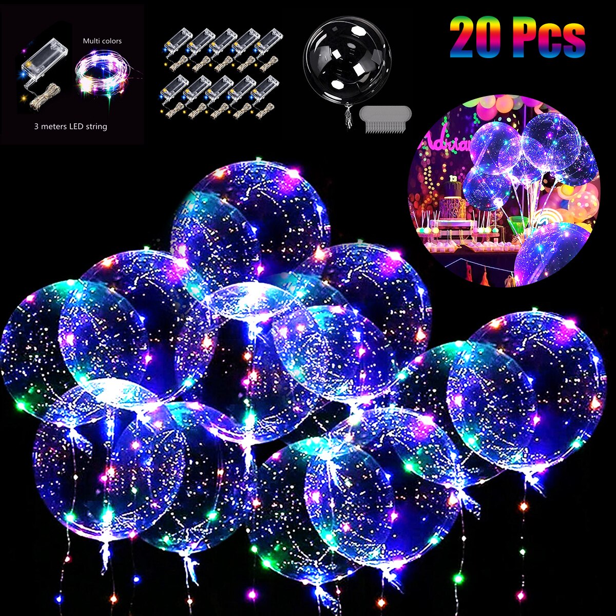 Globo de helio inflable con luz LED para Navidad, ... – Grandado
