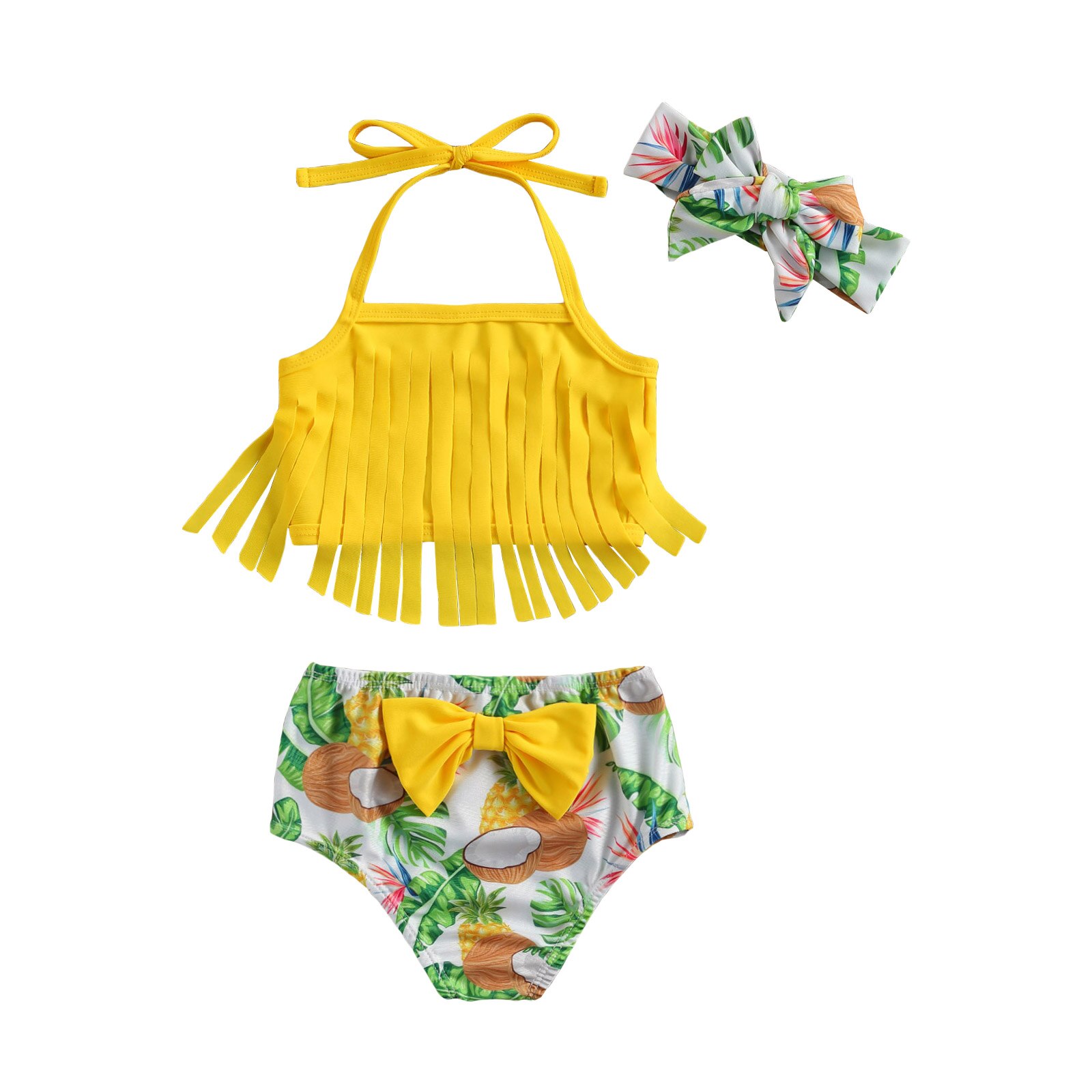 Kids Three-piece Swimsuit Bikini suit with Tassel ... – Grandado