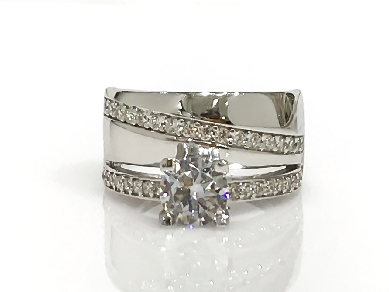 White Gold Model Engagement Wedding Ring Duo Zilve... – Vicedeal