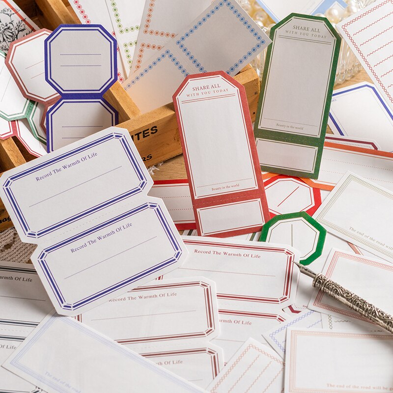 60 Vellen Vintage Basic Label Collection Materiaal... – Vicedeal