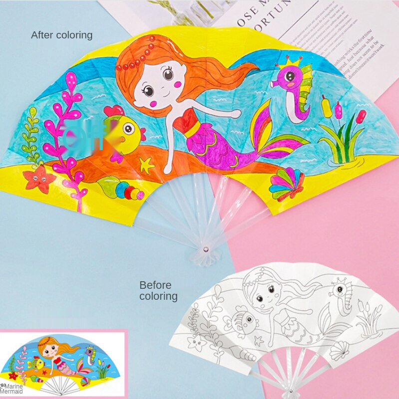 Painting Summer Fan DIY Toys For Children Cartoon ... – Grandado