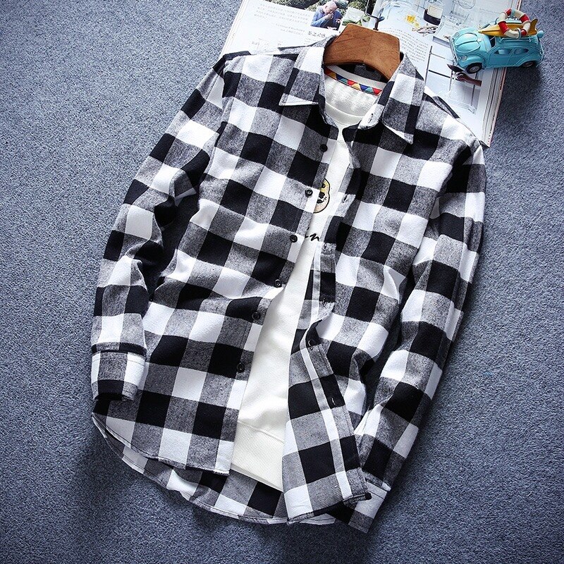 Plaid Shirt heren Lange Mouwen Slanke Mode Casual ... – Vicedeal