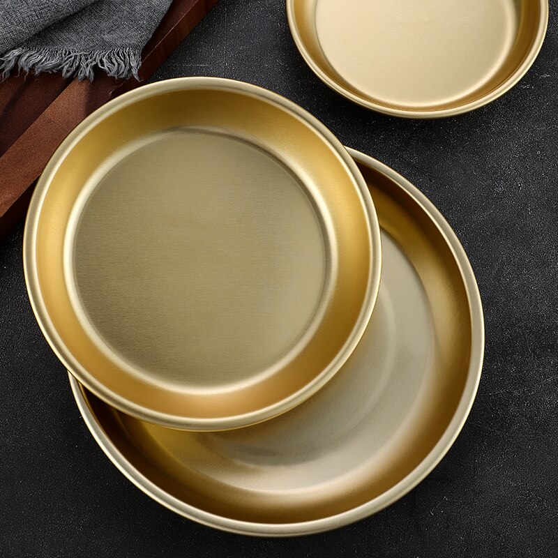 Yellow Aluminum Plate Golden Disc Baking Pan Plate... – Vicedeal