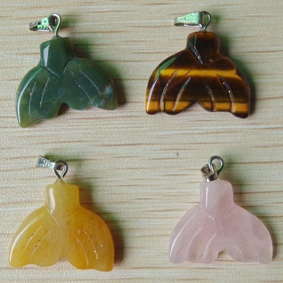 natural stone mixed carving whale tail pendants & necklaces charms ...
