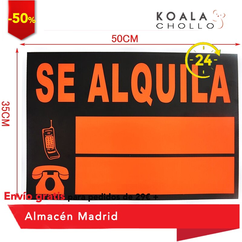 Alquiler tarjeta PVC CARTEL SE ALQUILA 50 * 35CM 8... – Grandado