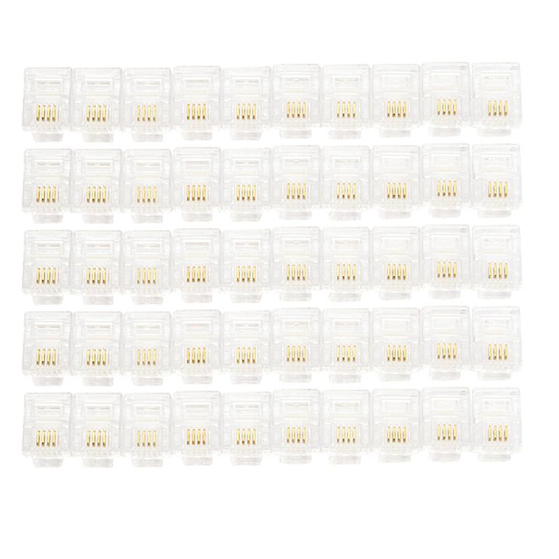 100Pcs Crystal Head RJ11 6P4C Modular Plug Gold Pl... – Grandado
