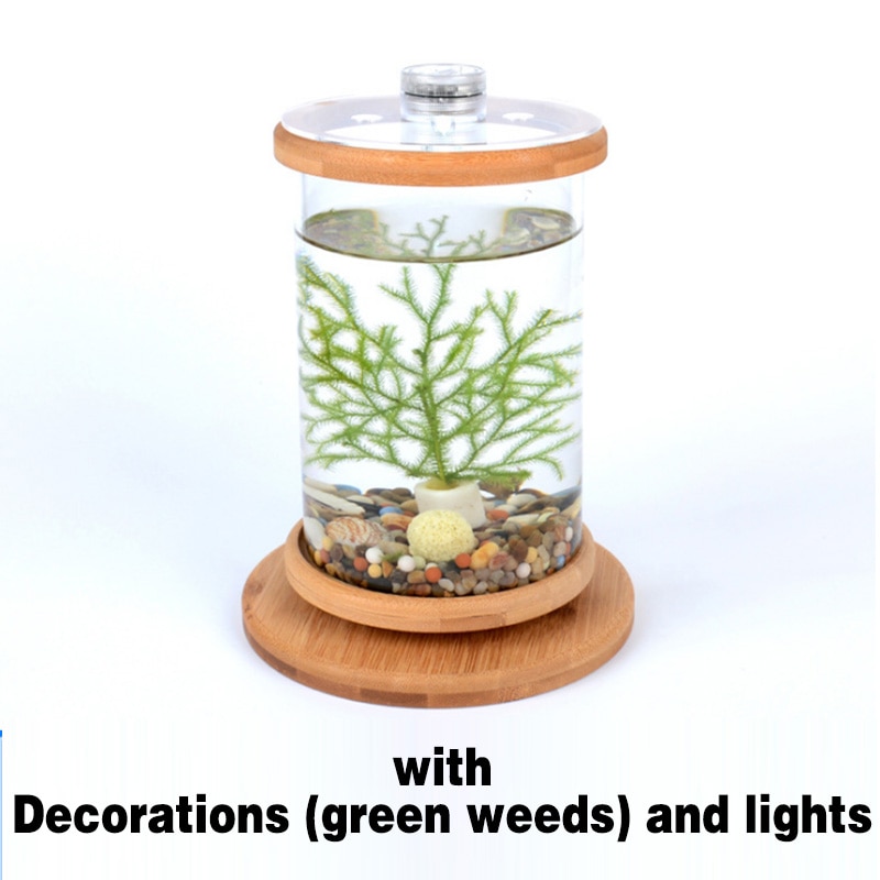 1pcs Glass Betta Fish Tank Bamboo Base Mini Decora... – Vicedeal