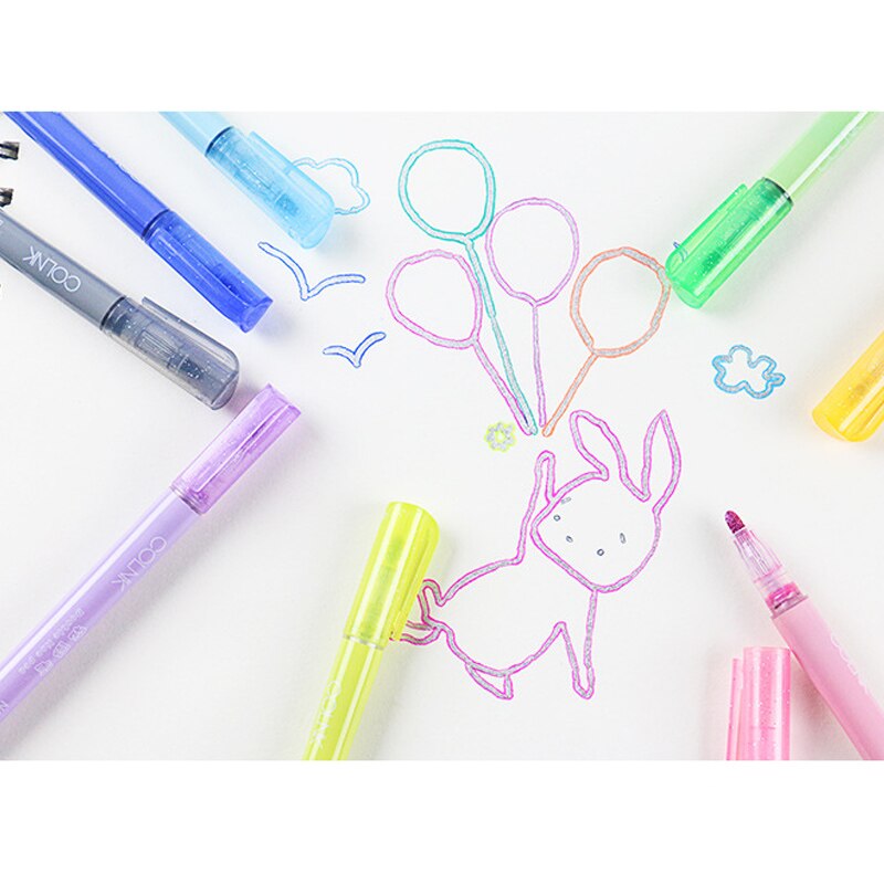 8 Color Double Line Outline Pen Highlighter Marker... – Grandado