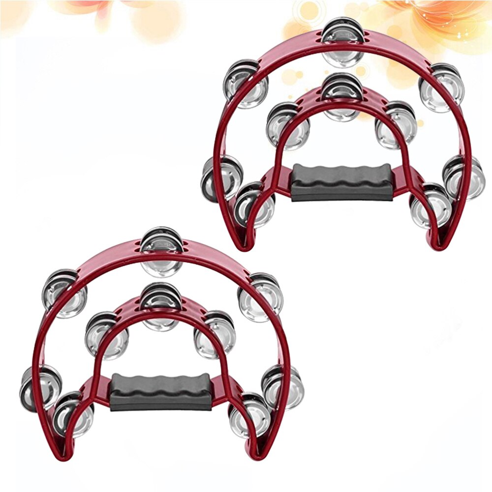 2pcs Double Row Tambourine Half Moon Metal Musical... – Vicedeal