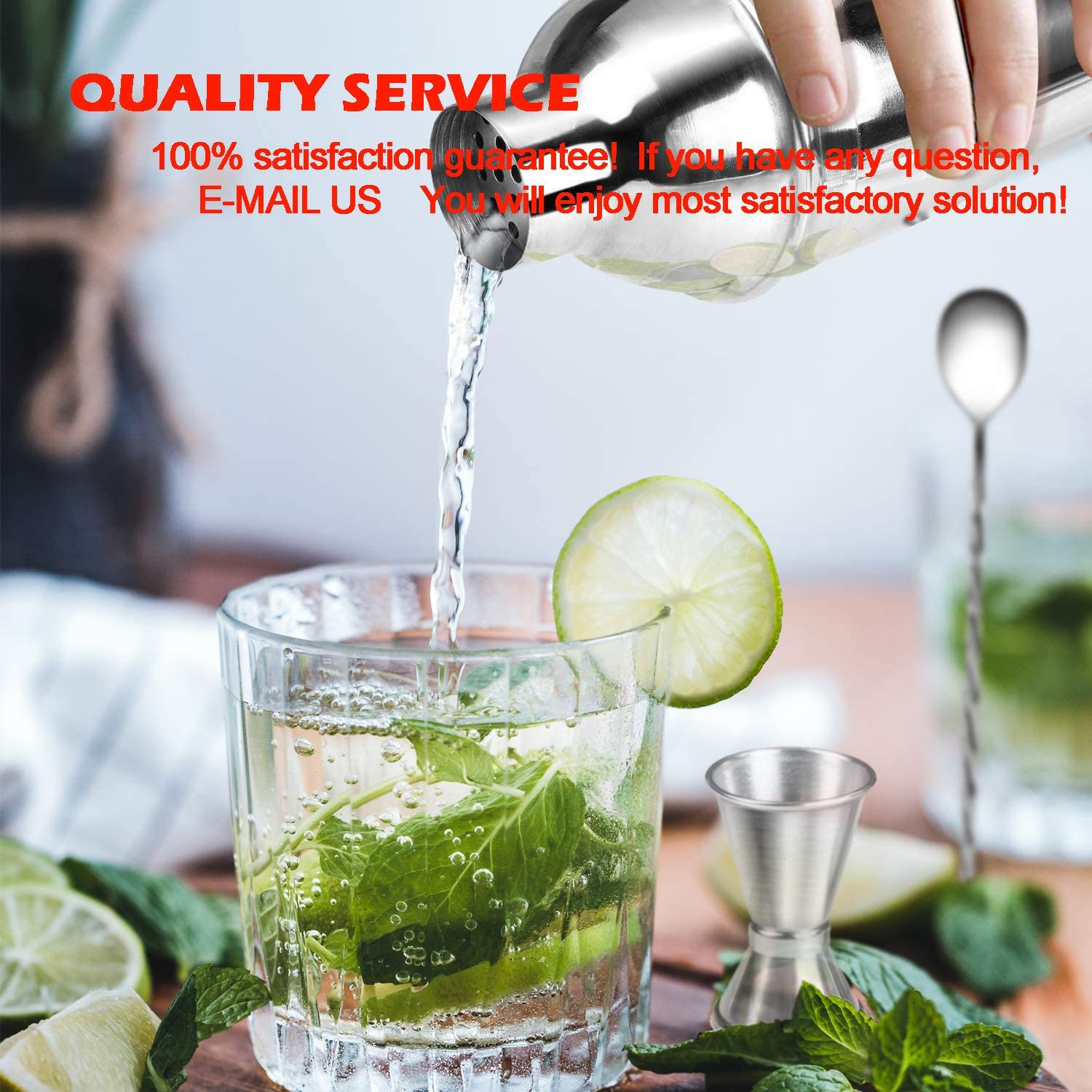 Cocktail Shaker Bar Set - Brushed Stainless Steel ... – Grandado