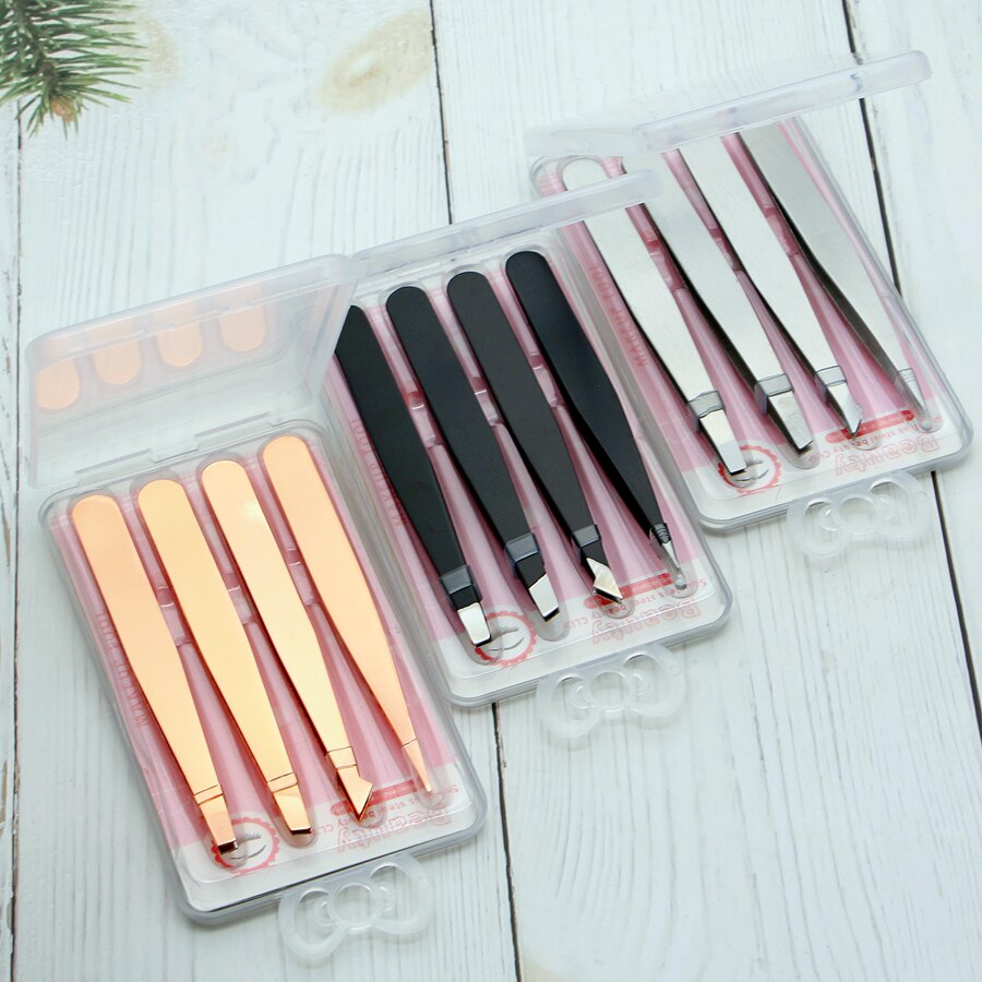 Stainless Steel Eyelash Tweezers Tools 4Pcs Precis... – Grandado