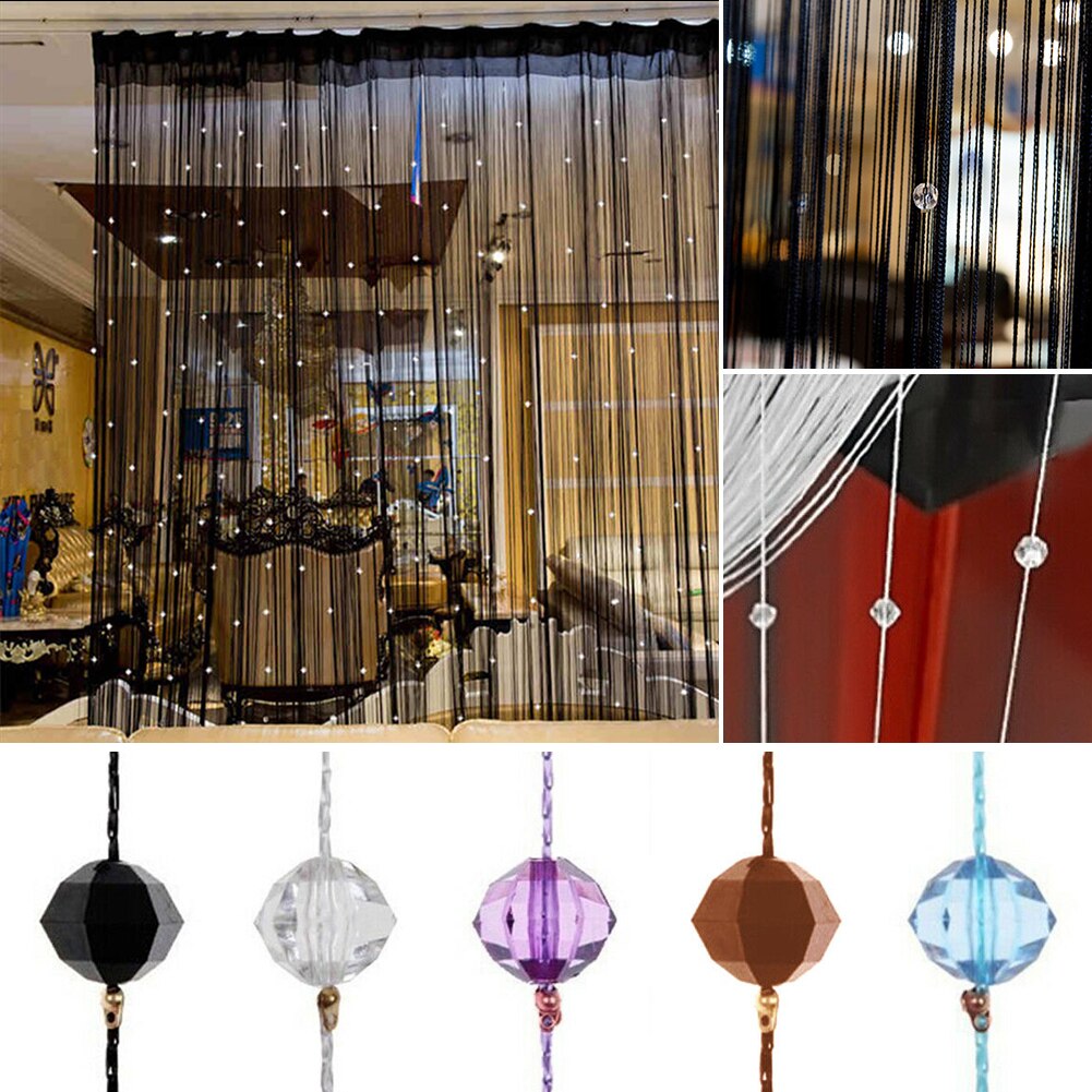 Black String Chain Curtain Shiny Tassel Line Curta... – Grandado