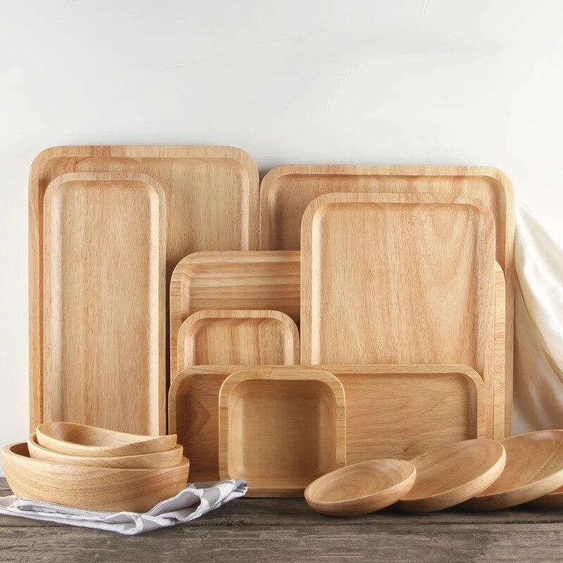 Large Size Rectangle Shape Wood Pan Plate Fruit Di... – Vicedeal