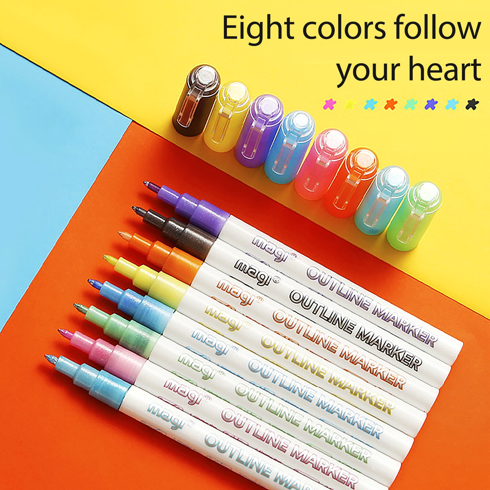 8PCs Fluorescent contour pen Drawing pencil set Ch... – Grandado