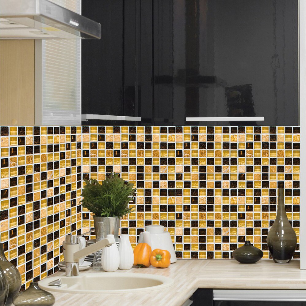 10pcs Hard Tiles Yellow Mosaic Wall Stickers Trans... – Grandado