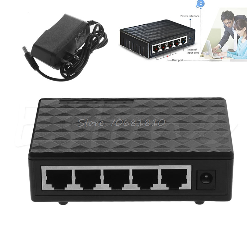 5 Port RJ-45 10/100/1000 Ethernet Network Switch A... – Grandado