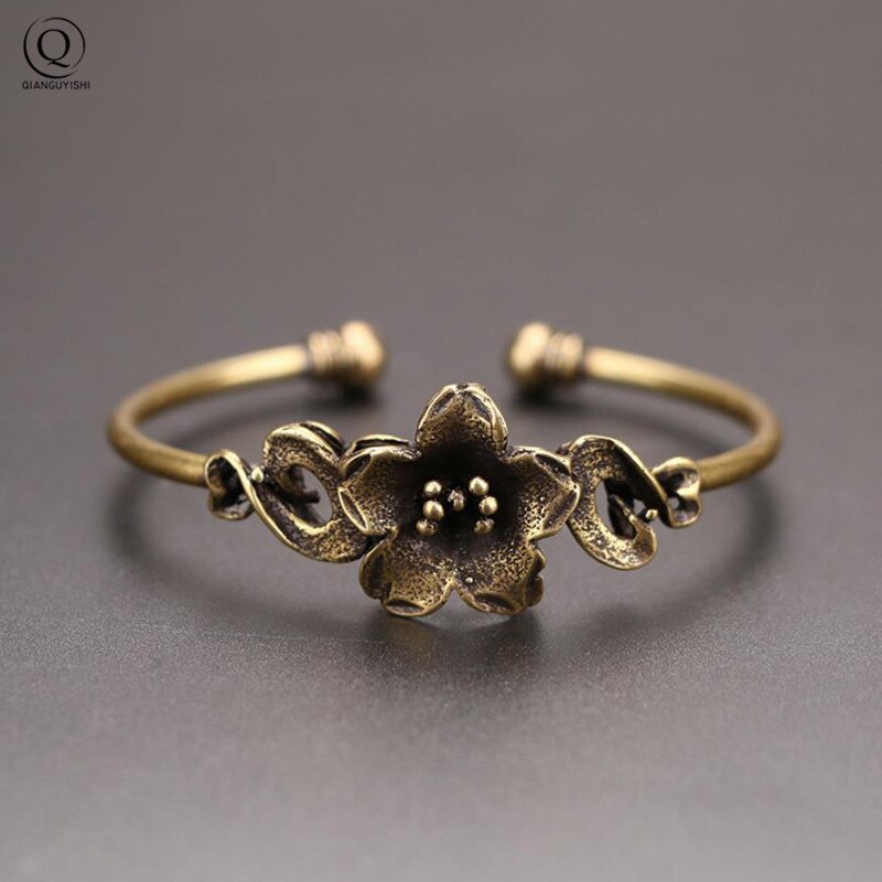 Retro Brass Flower Pattern Princess Bangle Classic... – Vicedeal