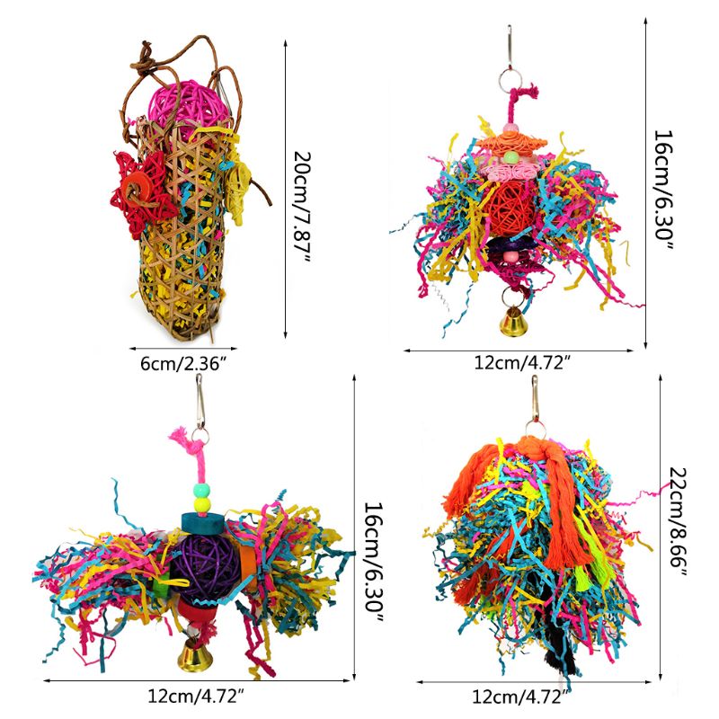 4 Stuks Kleurrijke Papegaai Kauwen Speelgoed Bambo... – Vicedeal