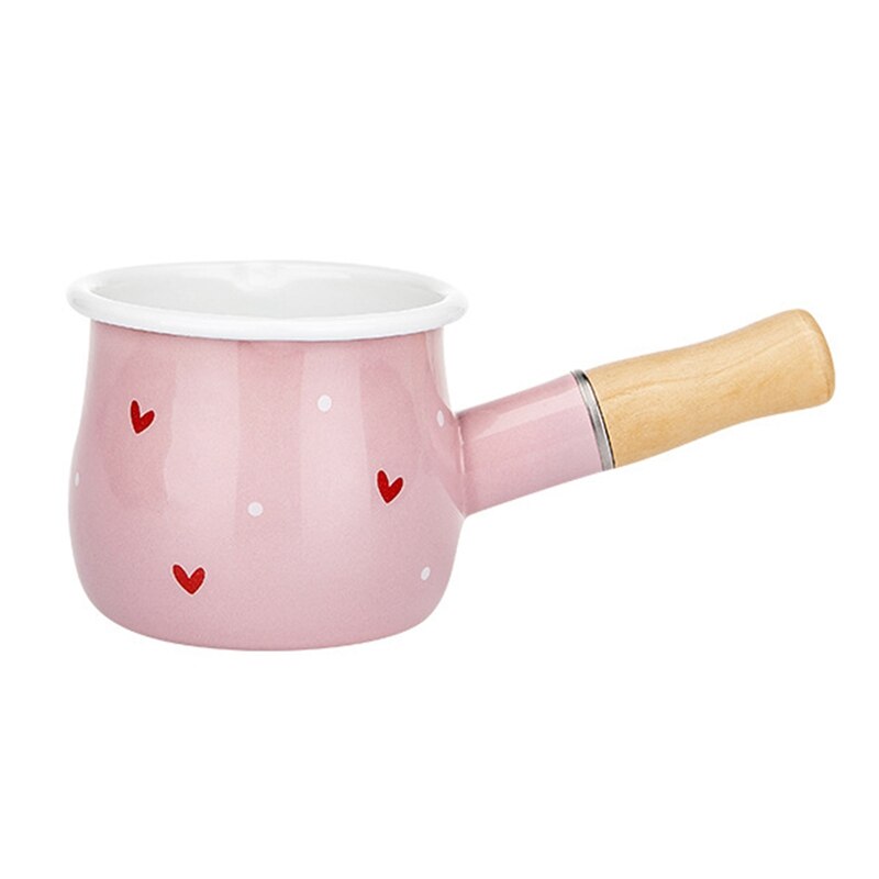 Enamel Milk Pot with Wooden Handle,Milk&Coffee Non... – Grandado