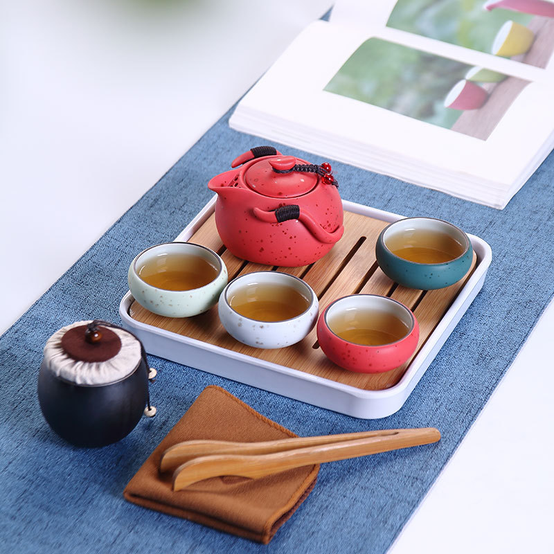 6Pcs Travel Tea Set Porcelain Double Wall Cup Flow... – Vicedeal