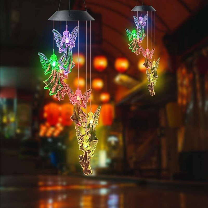 Angel Wind Chime Changing Colors, Solar Wind Chime... – Grandado
