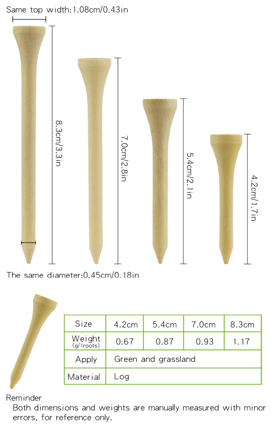 100 Count Wood Golf Tees Wooden Tee Golf Ball Hold... – Vicedeal