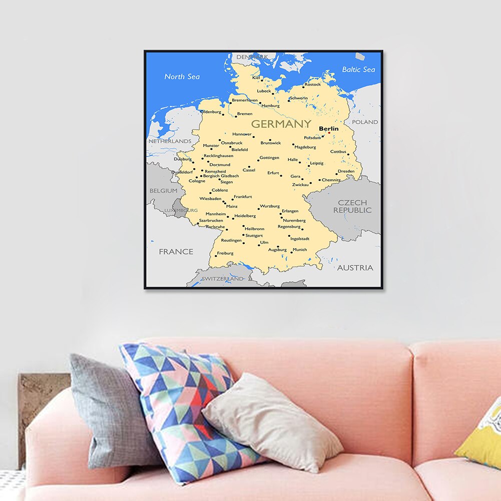 60*60 cm The Germany Map Decorative Canvas Paintin... – Grandado