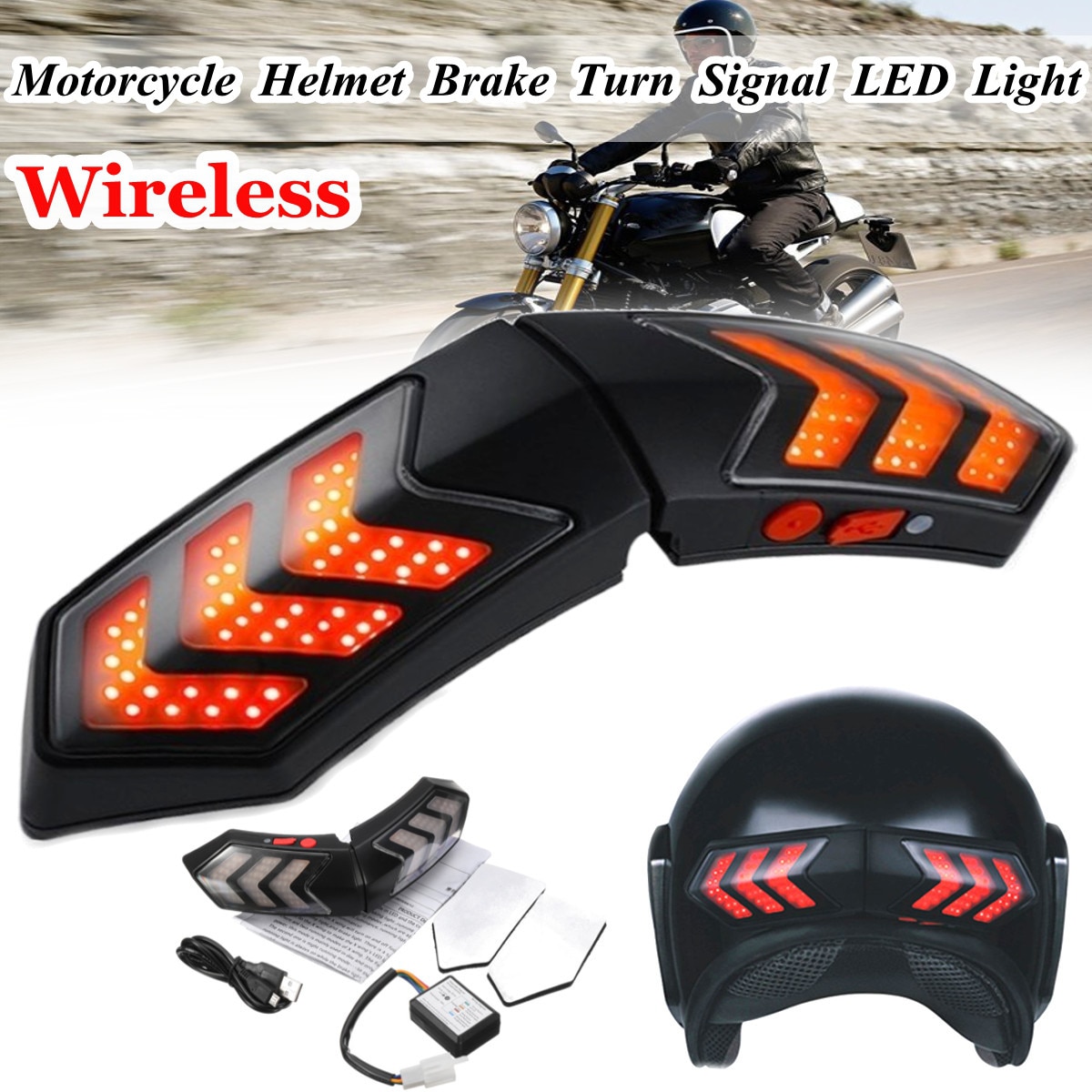 Moto Helm Motorhelm Draadloze Led Veiligheid Brake... – Vicedeal