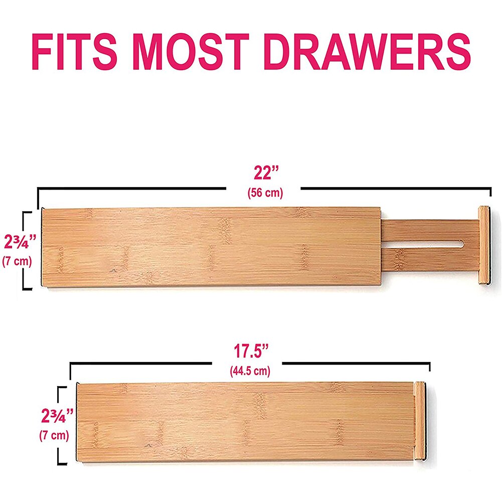 2 Pack Bamboo Drawer Dividers Expandable Drawer Or... – Grandado