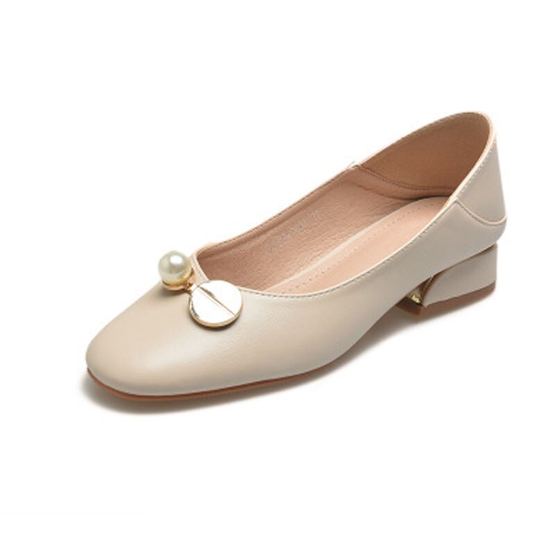 small leather shoes woman autumn medium heel shall... – Grandado